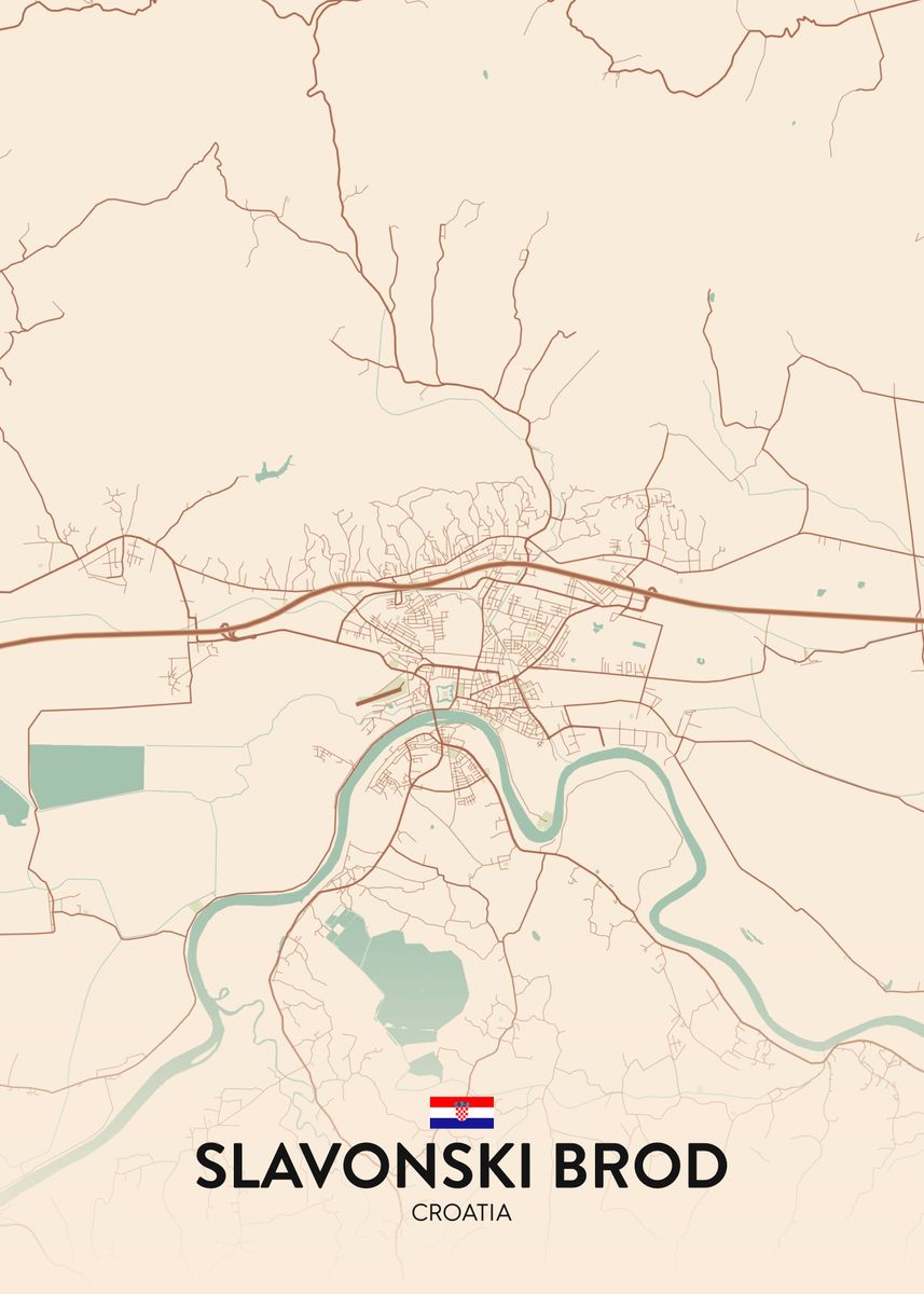 'Slavonski Brod HR' Poster, picture, metal print, paint by IMR Designs ...