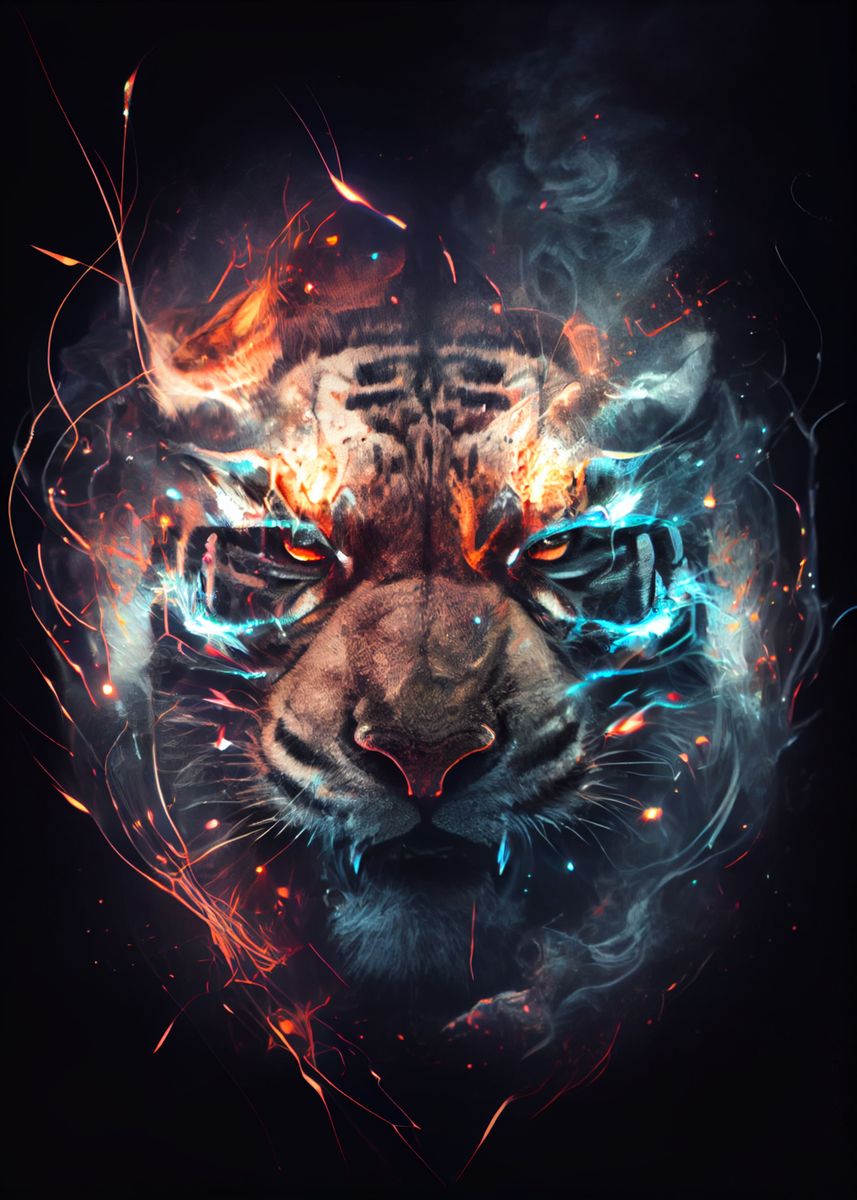 'Electric Energy Tiger ' Poster, picture, metal print, paint by ...