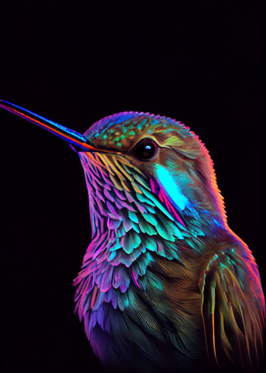 'Fluorescent Hummingbird' Poster, picture, metal print, paint by ...
