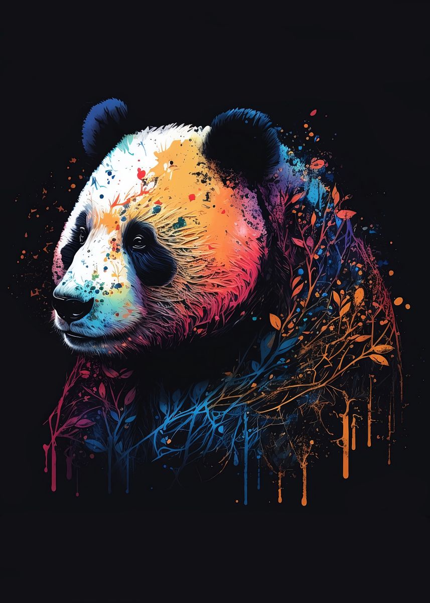 'Colorful Giant Panda' Poster, picture, metal print, paint by Bookster ...