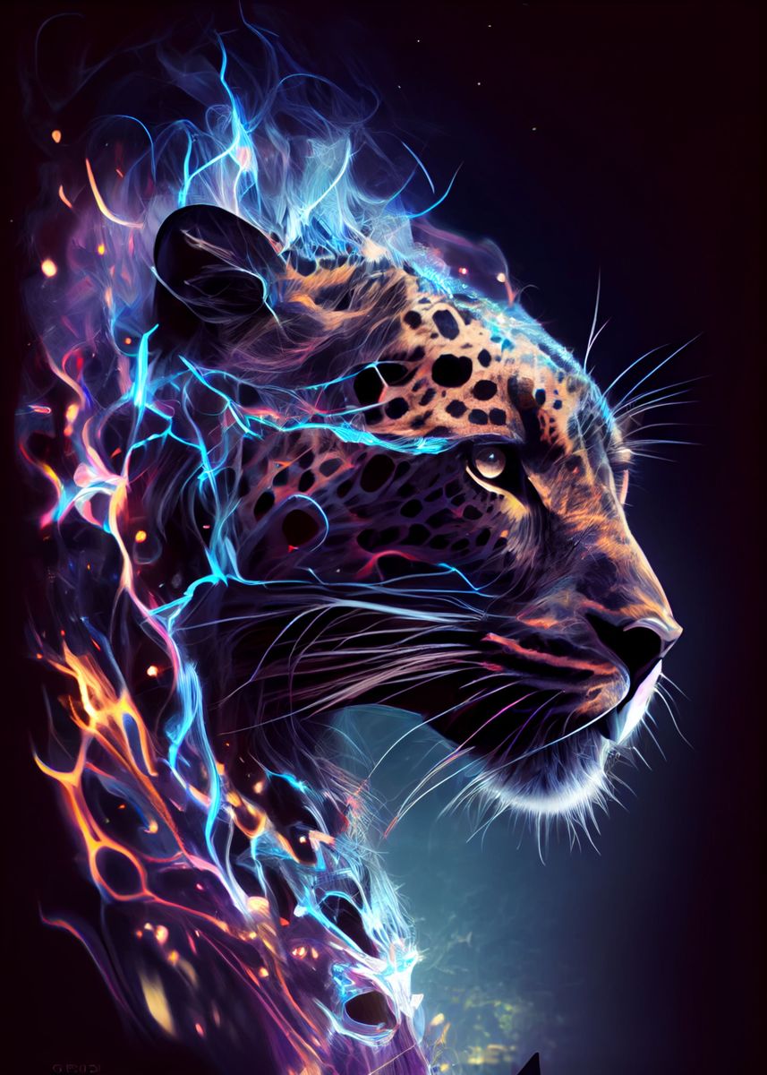 'Electrifying Leopard' Poster, picture, metal print, paint by ...