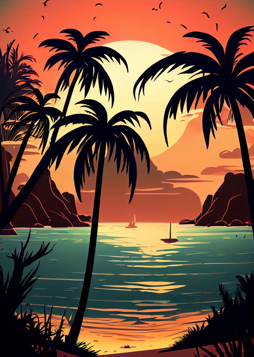 'Beach' Poster, picture, metal print, paint by Panther Blades | Displate