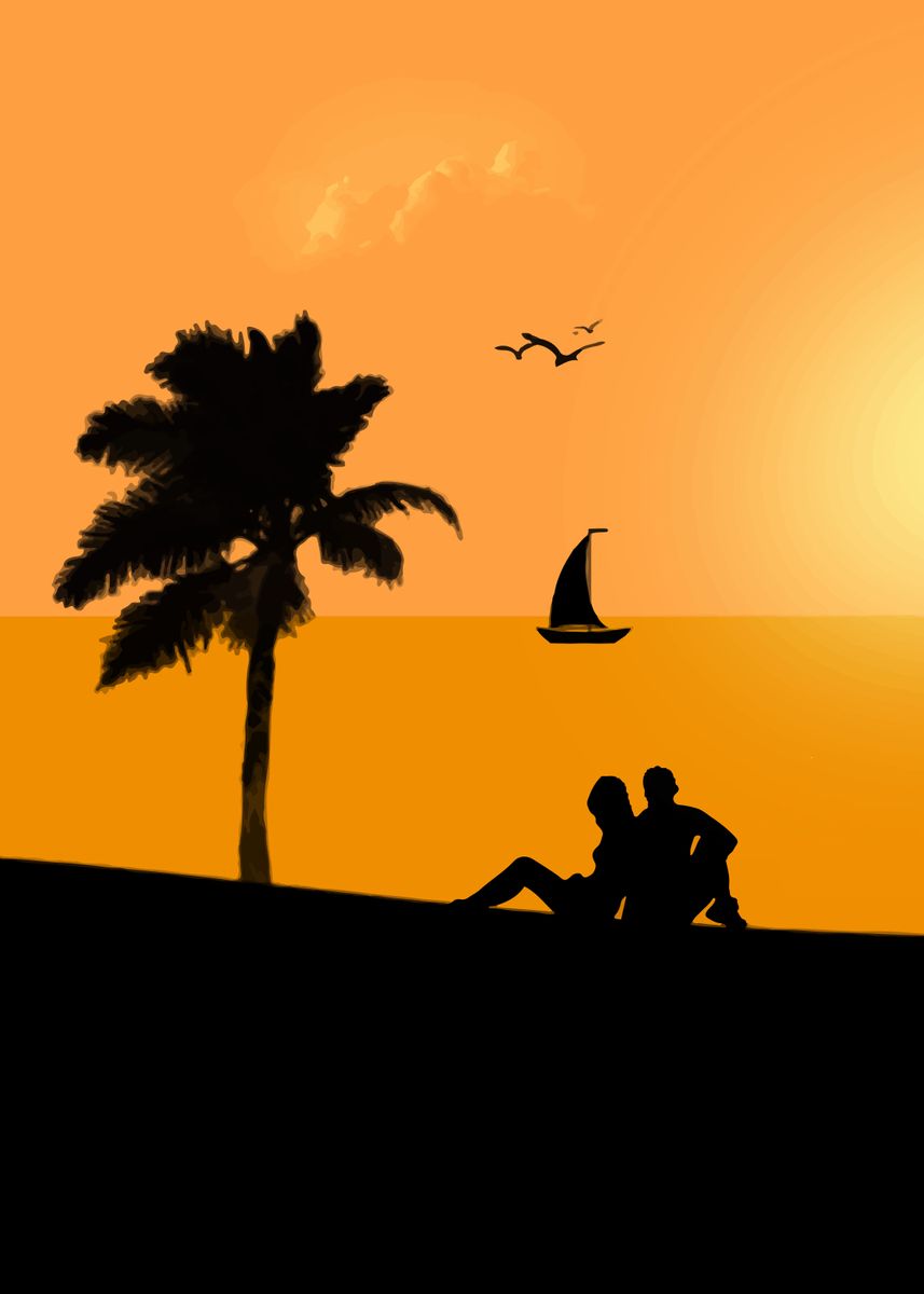 'sunset beach 2' Poster, picture, metal print, paint by crbn design ...