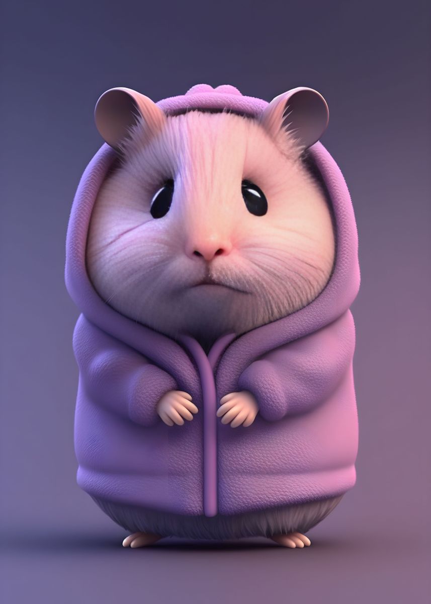 'hamster 3D Purple hoodie ' Poster, picture, metal print, paint by ...