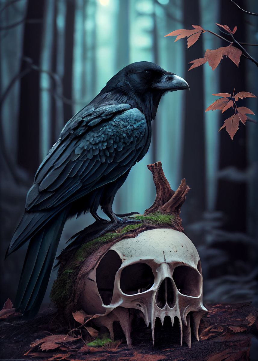 'Raven Skull' Poster, picture, metal print, paint by DecoyDesign | Displate
