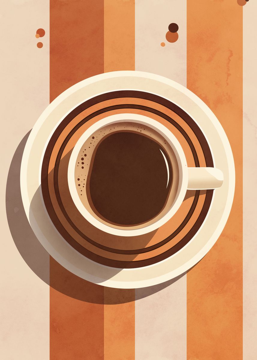 'Groovy Coffee Vibes' Poster, picture, metal print, paint by Camille ...