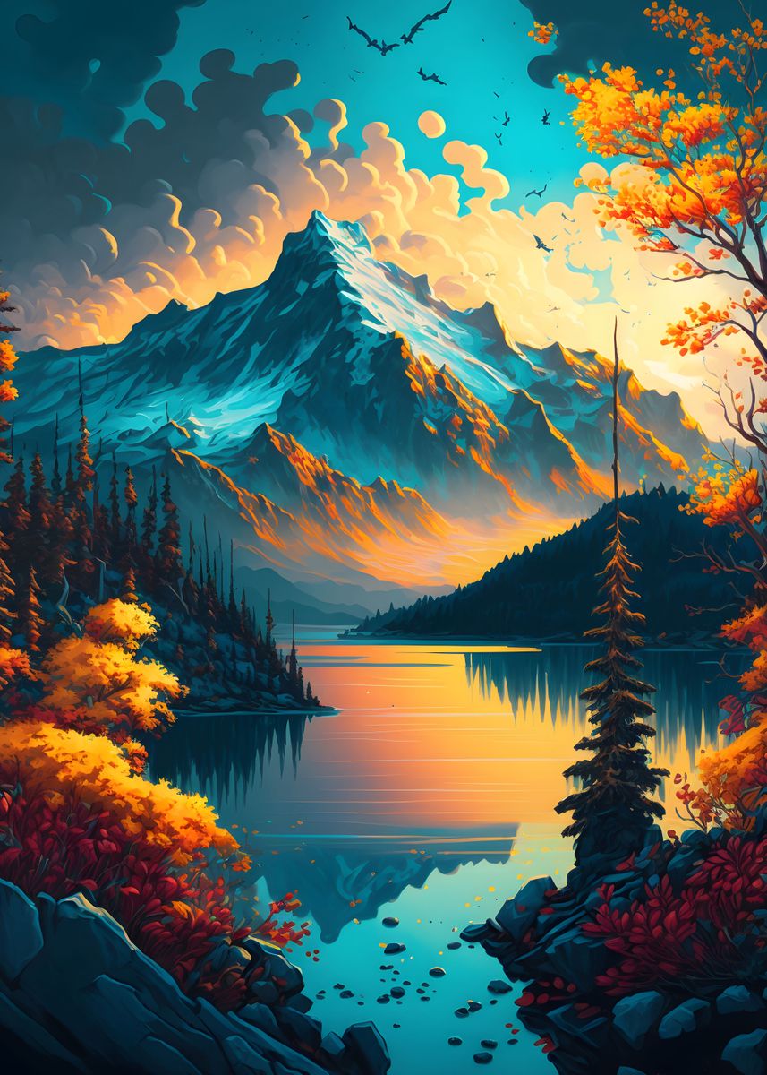 'Mountains and Valleys' Poster, picture, metal print, paint by Alex ...