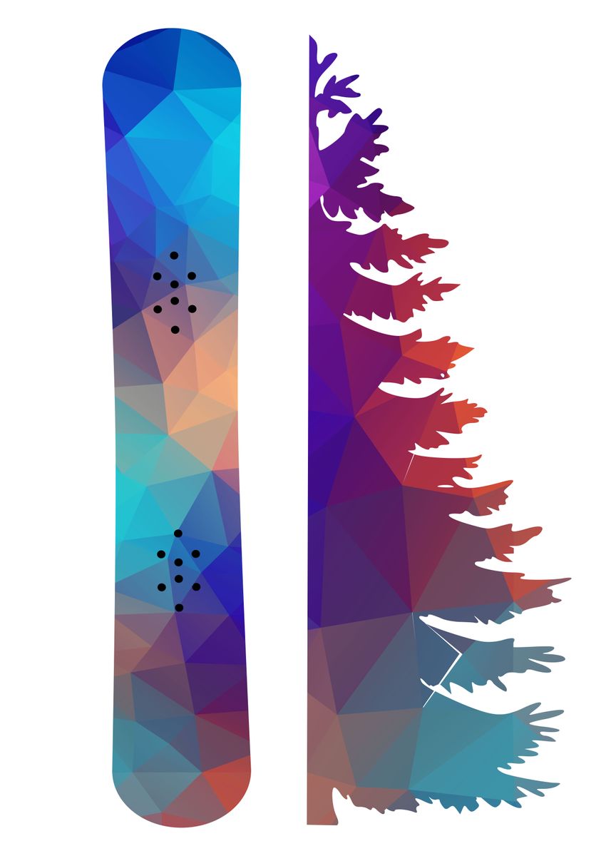 'Snowbaord and Tree' Poster, picture, metal print, paint by Minarte ...