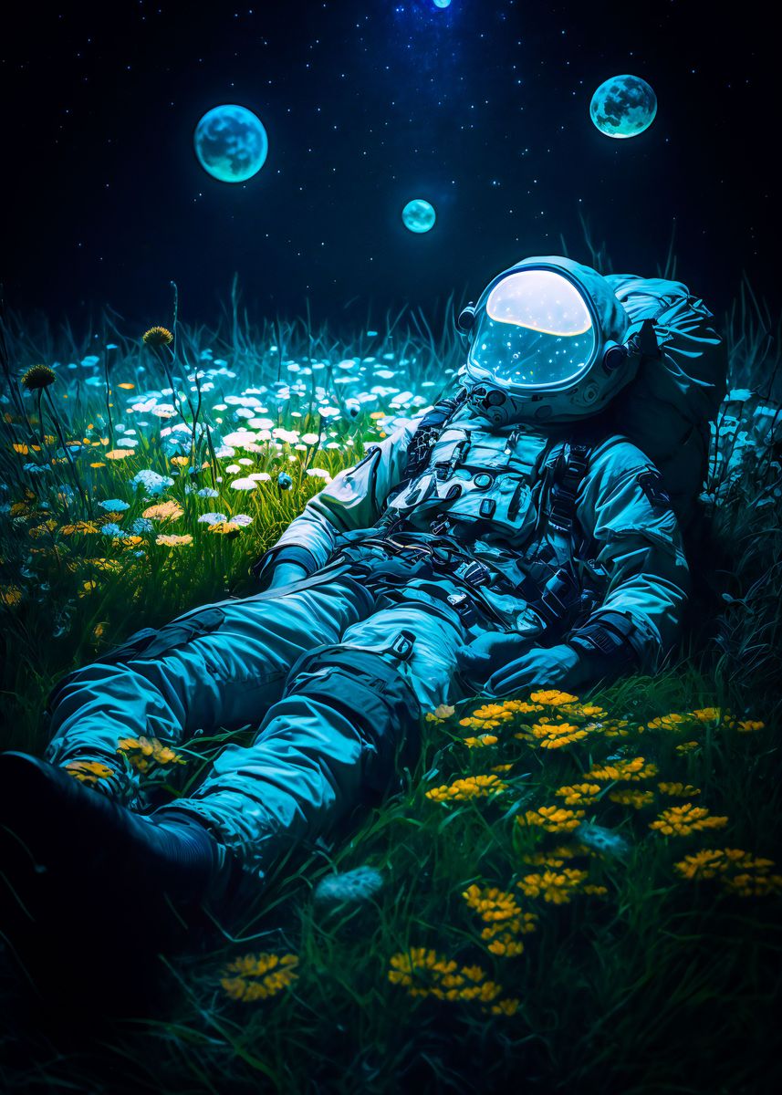 'Astro in garden' Poster, picture, metal print, paint by Xi Designs ...