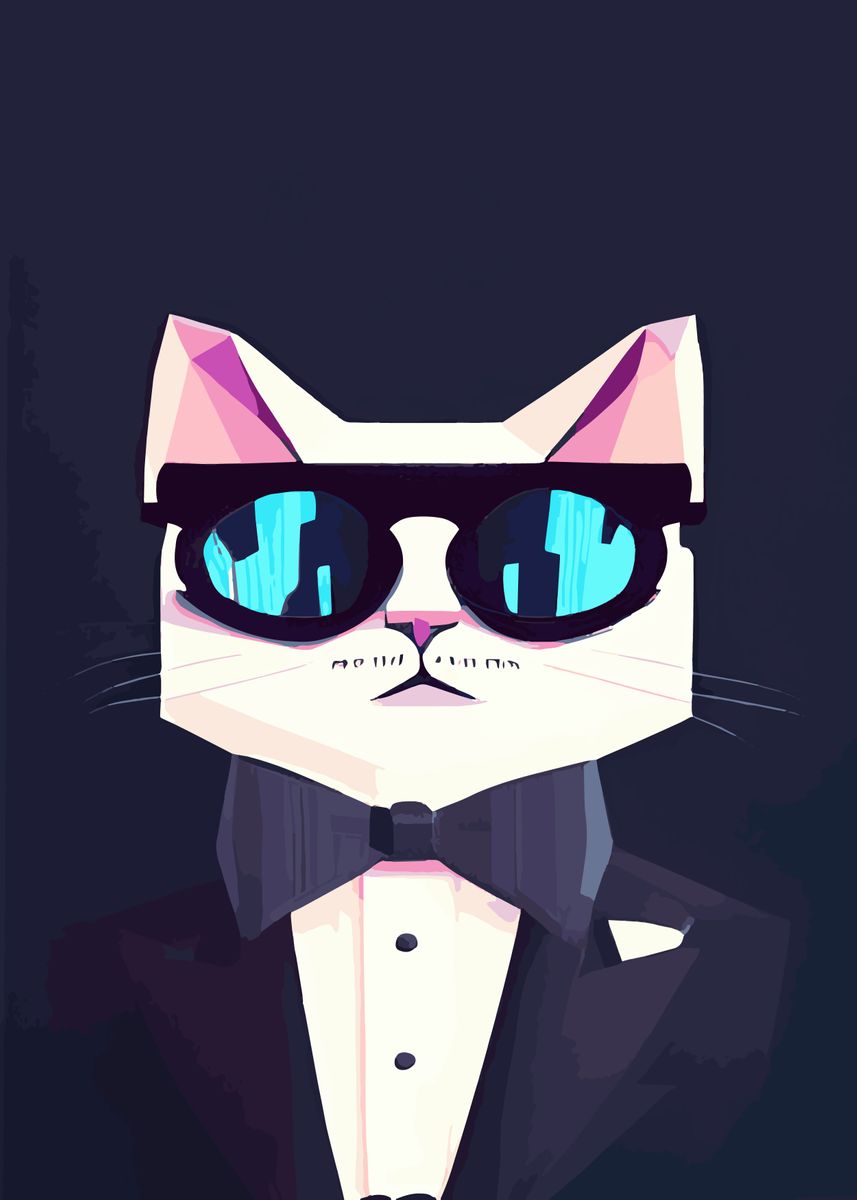 'Cat Polygon 2' Poster, picture, metal print, paint by rhysm Funny ...