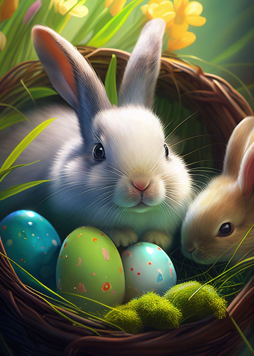 'Rabbit Easter Bunny Animal' Poster, picture, metal print, paint by ...