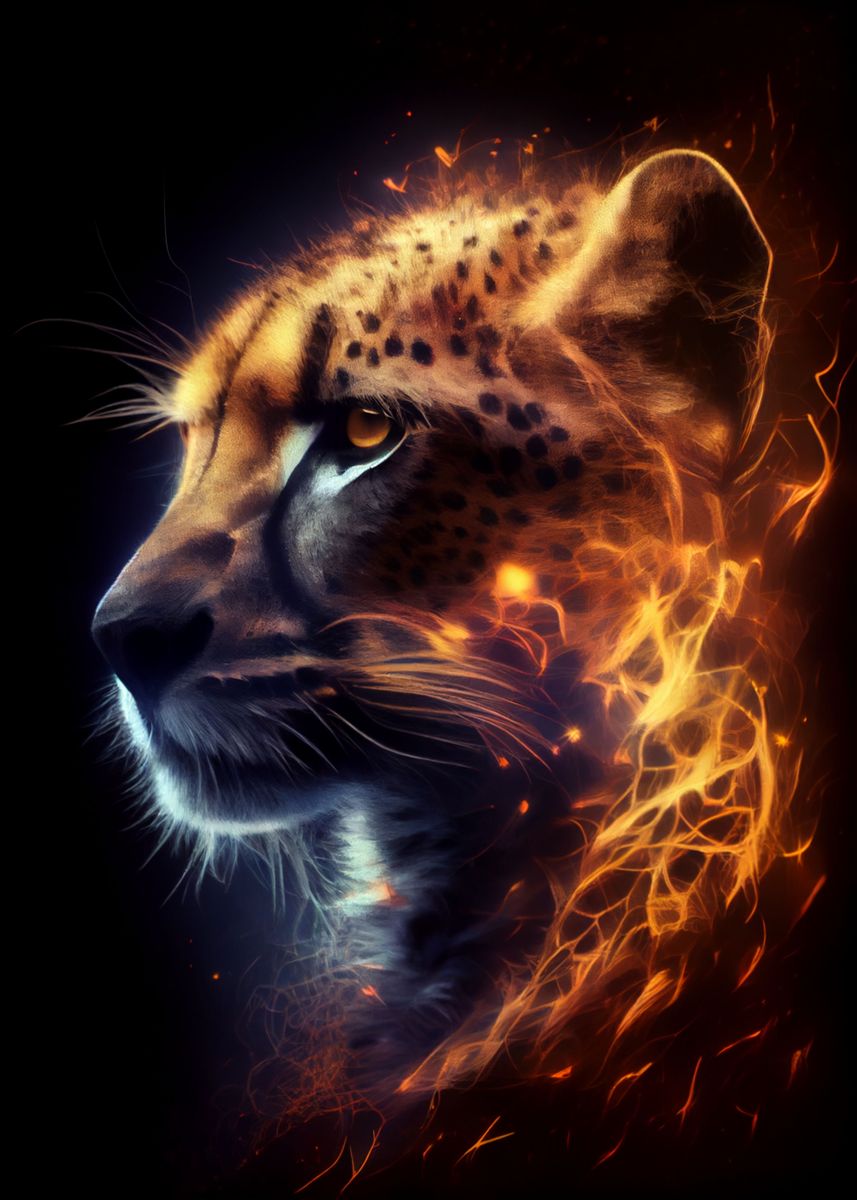 'Thunderbolt Cheetah' Poster, picture, metal print, paint by ...