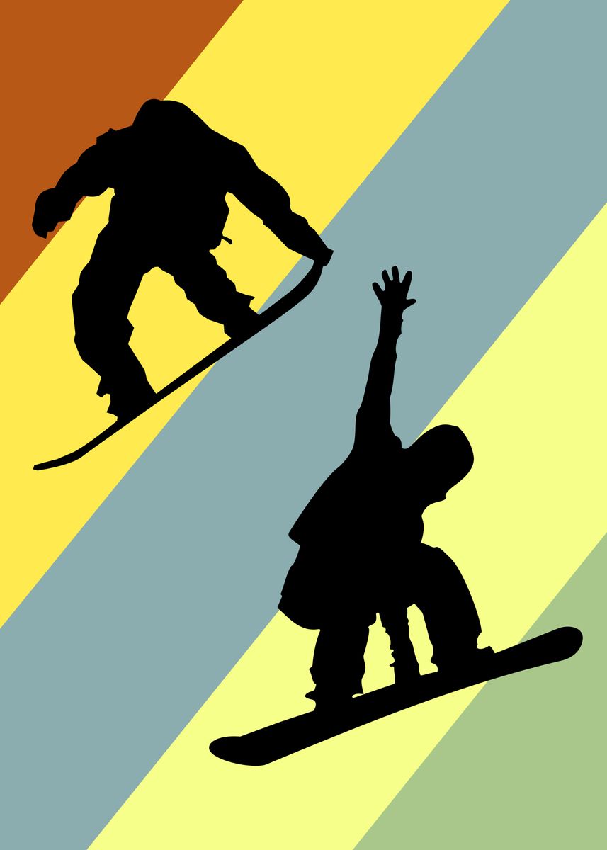 'Retro Snowboard' Poster, picture, metal print, paint by Minarte | Displate