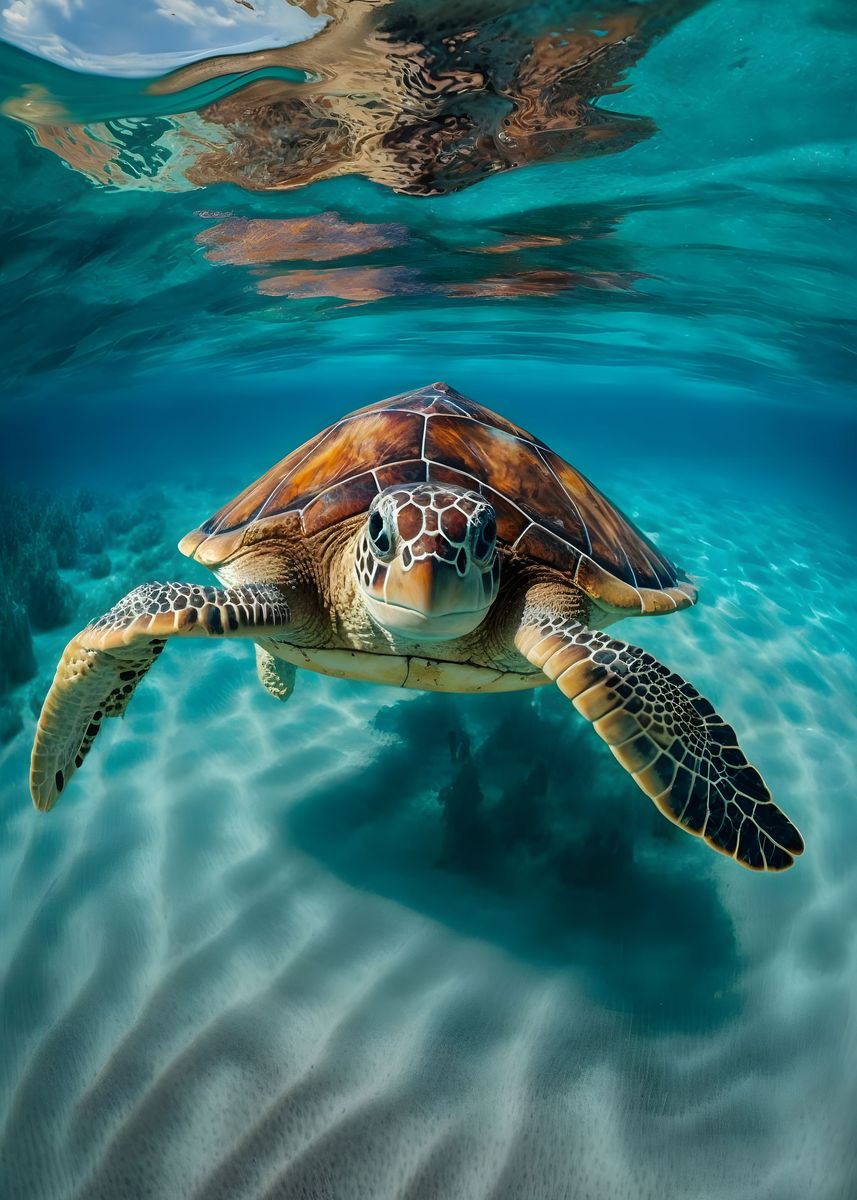 'Bahamas Sea Turtle' Poster, picture, metal print, paint by David ...
