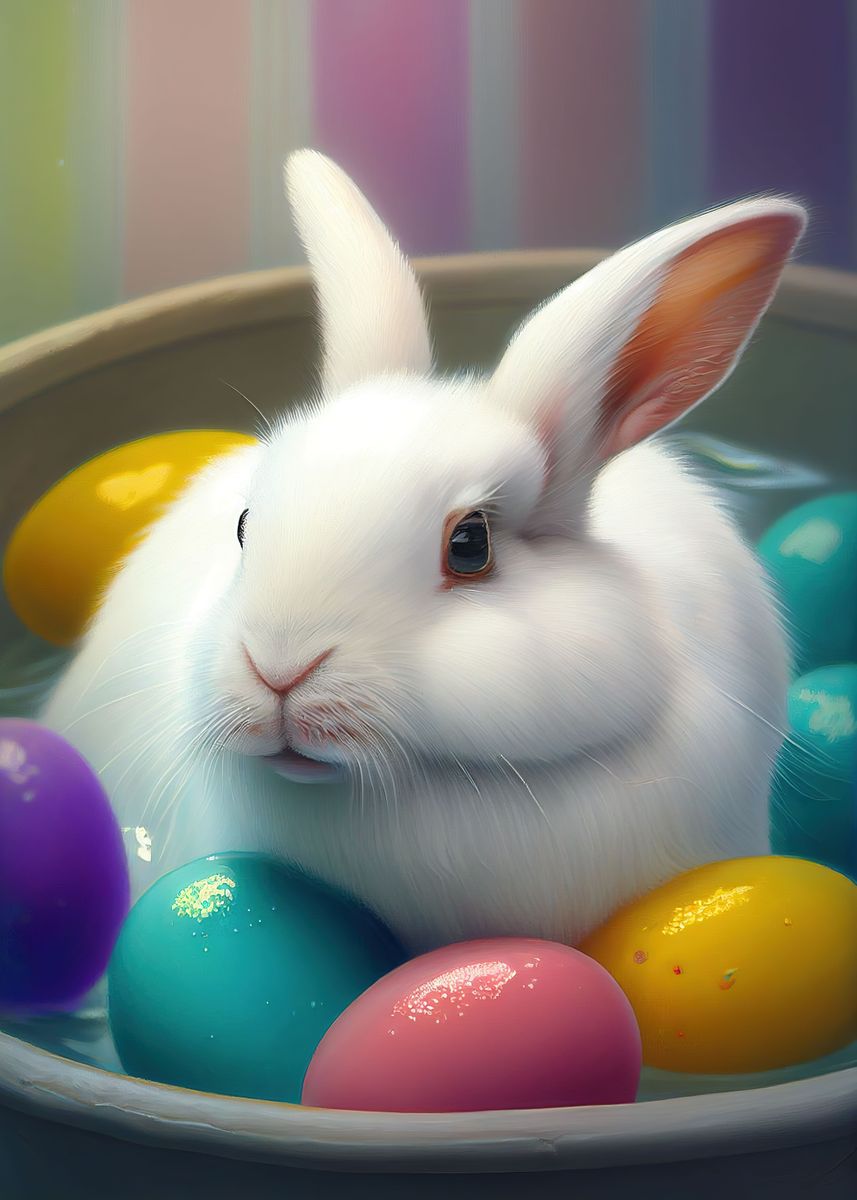 'Rabbit Easter Bunny Animal' Poster, picture, metal print, paint by ...