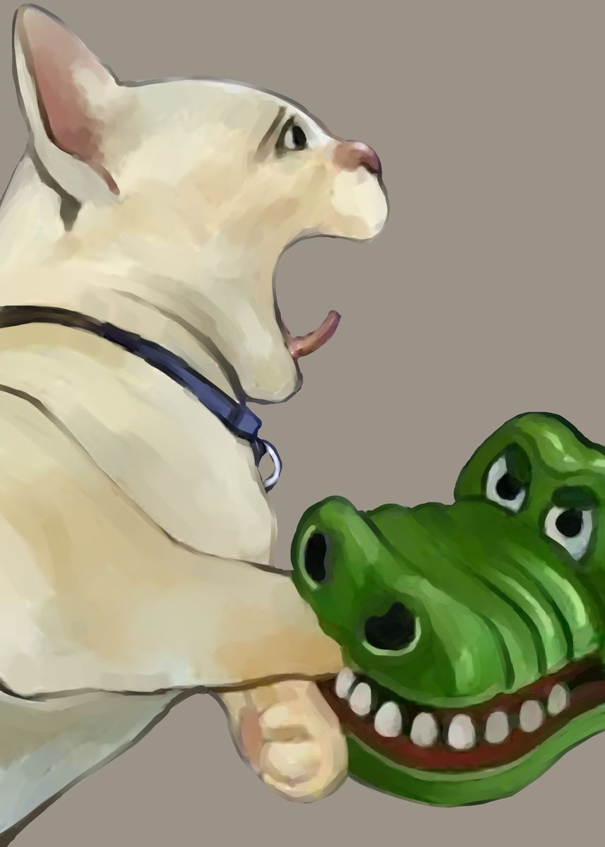 'cat attack a game meme' Poster, picture, metal print, paint by eunoia ...