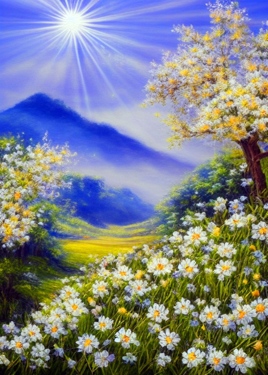 'Sunshine at Meadow Nature' Poster, picture, metal print, paint by Max ...