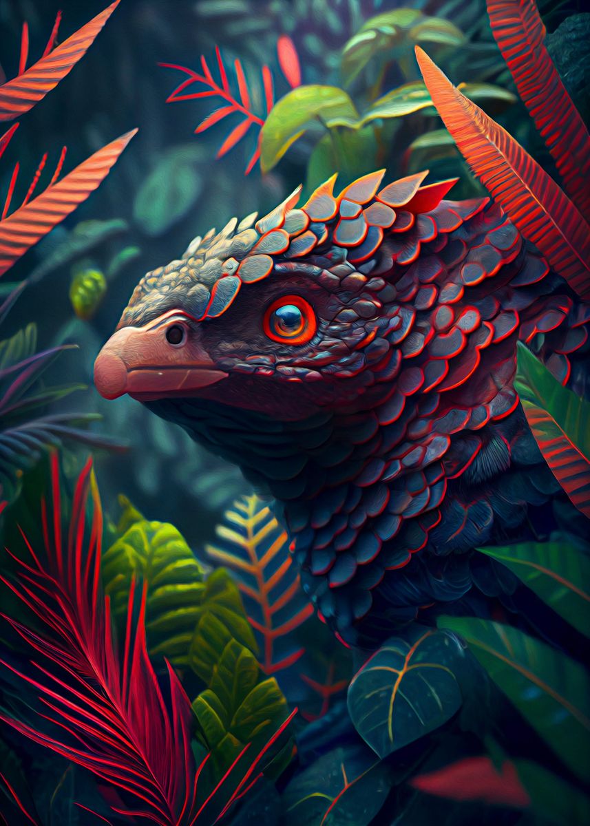 'Ancient Red Eyed Pangolin' Poster, picture, metal print, paint by ...
