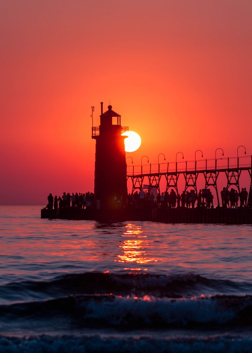 'Sunset on Lake Michigan' Poster, picture, metal print, paint by ...