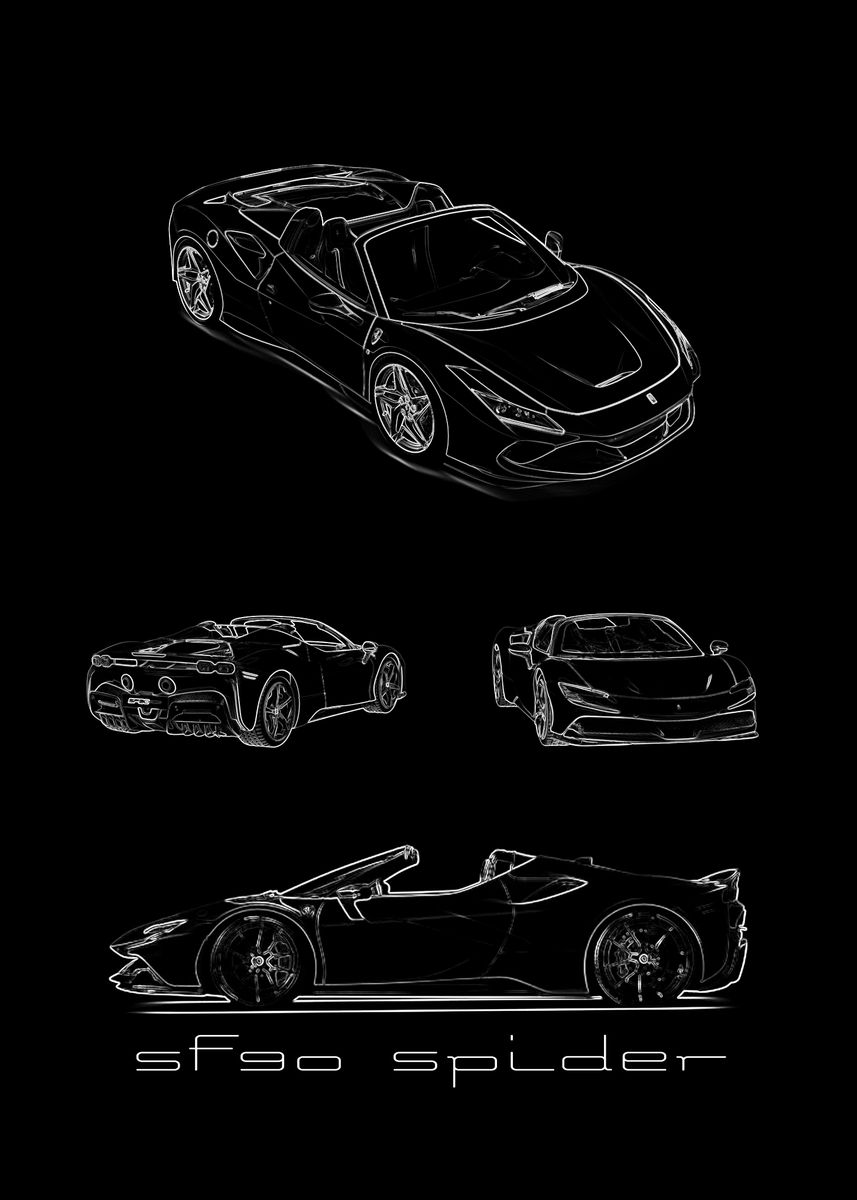 'Ferrari sf90 spider' Poster, picture, metal print, paint by Meta David ...