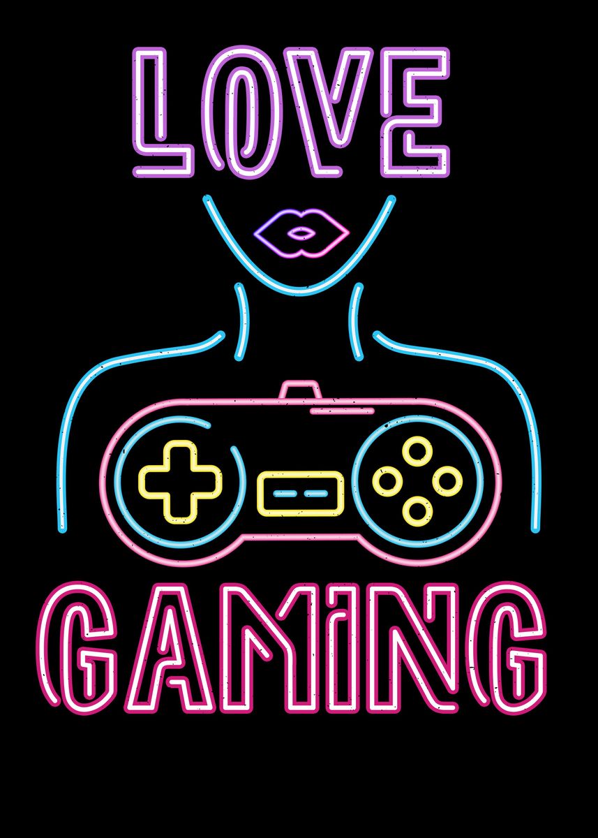 'Love Gaming Gamer Nerd' Poster, picture, metal print, paint by Chris ...