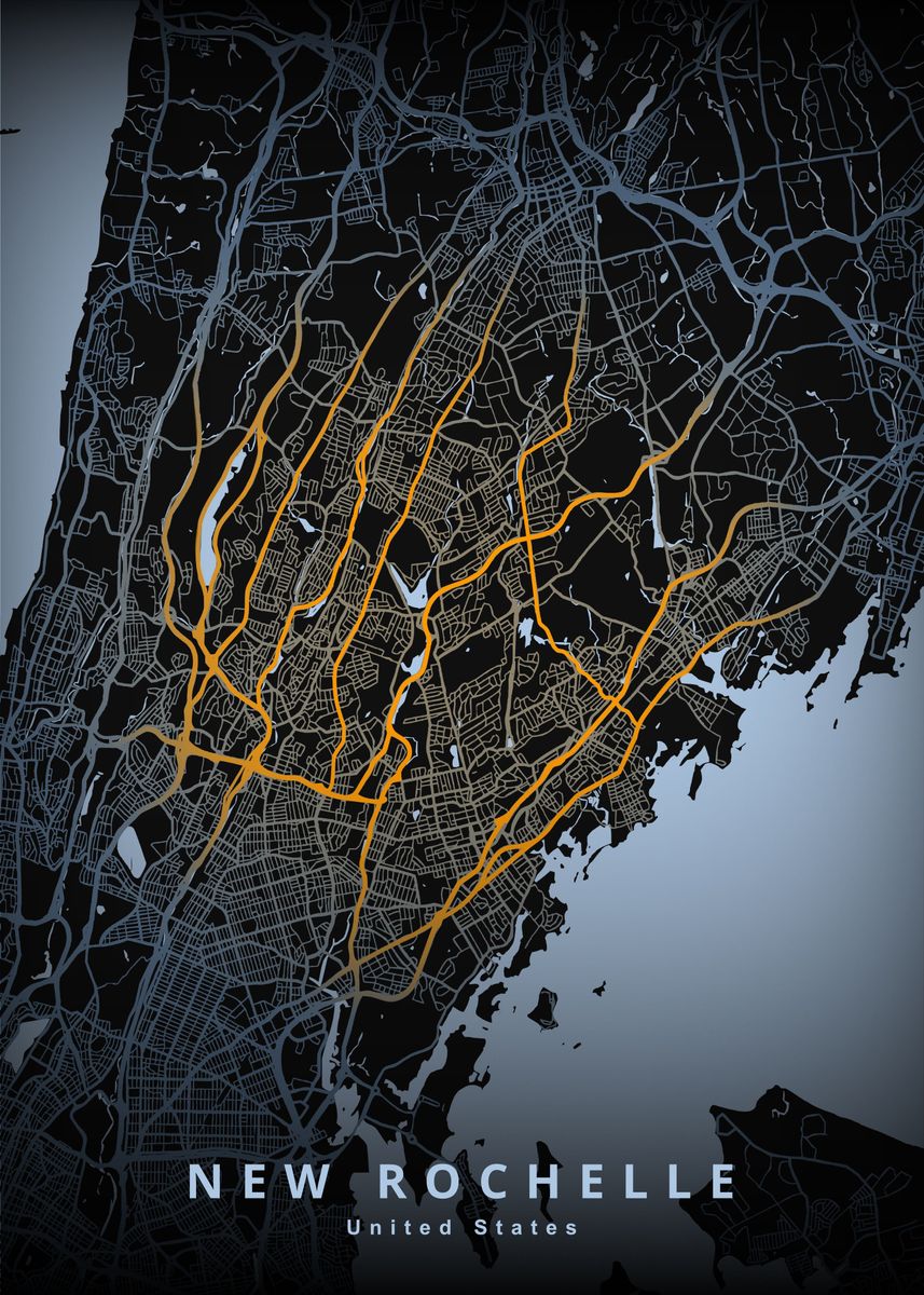 'New Rochelle' Poster, picture, metal print, paint by Deeo | Displate