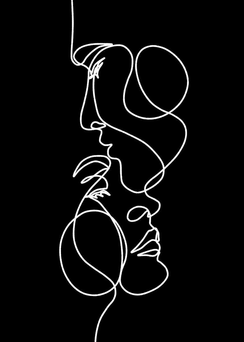 'romantic couple line art' Poster, picture, metal print, paint by Bams ...