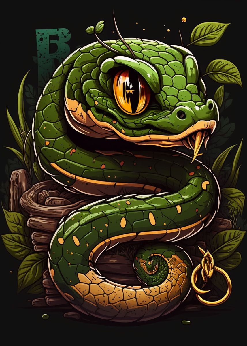 'Comic Snake' Poster, picture, metal print, paint by Zukato | Displate