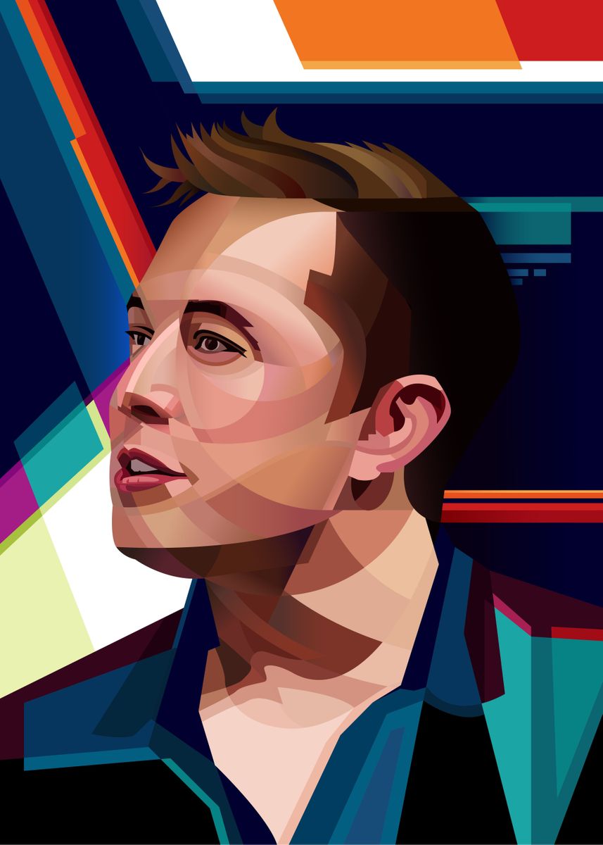 '001 Elon musk' Poster, picture, metal print, paint by Reno Marino ...