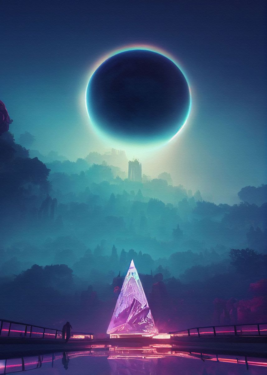 'Eclipse from futuristic' Poster, picture, metal print, paint by ...