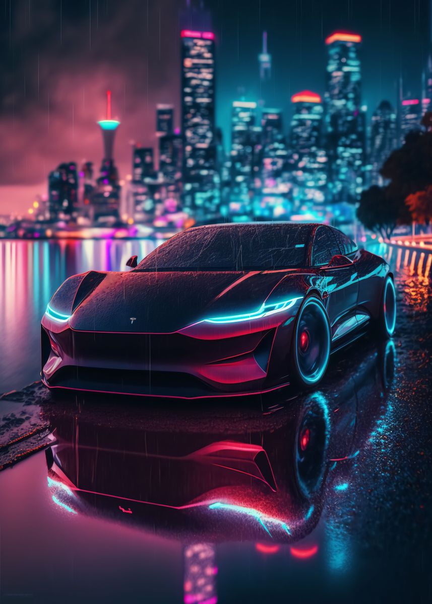 'Tesla Model S Supercar' Poster, picture, metal print, paint by ...