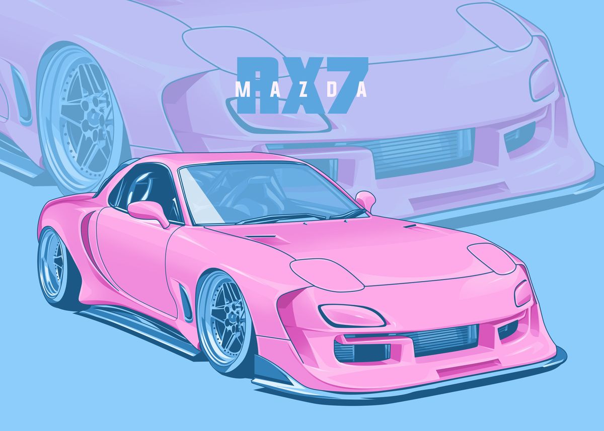'mazda rx 7 pink' Poster by capture art | Displate