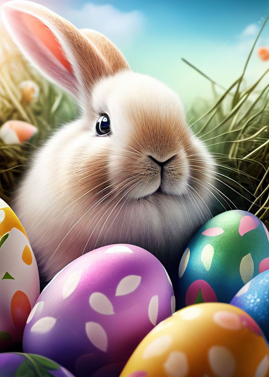 'Rabbit Easter Bunny Animal' Poster, picture, metal print, paint by ...