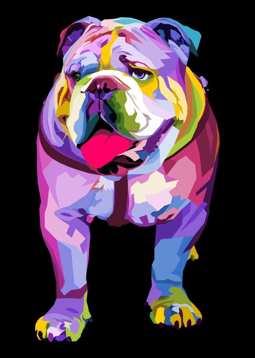 'colorful English bulldog' Poster, picture, metal print, paint by peri ...