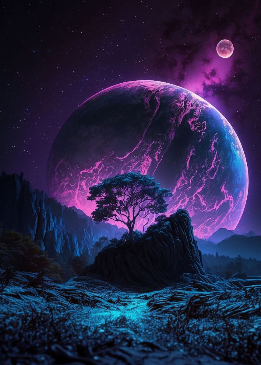 'Neon Planet 3' Poster, picture, metal print, paint by John Espiritu ...