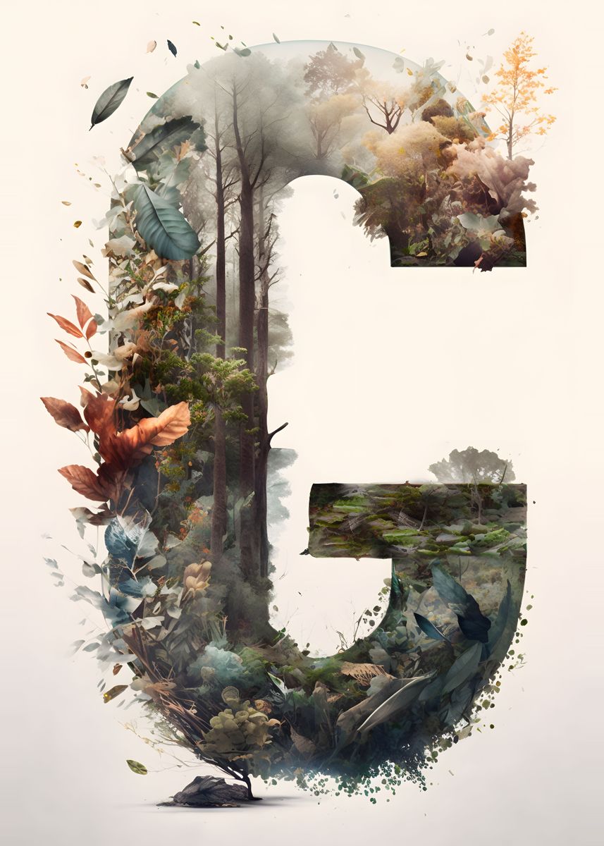 'Letter G Double Exposure' Poster, picture, metal print, paint by ...