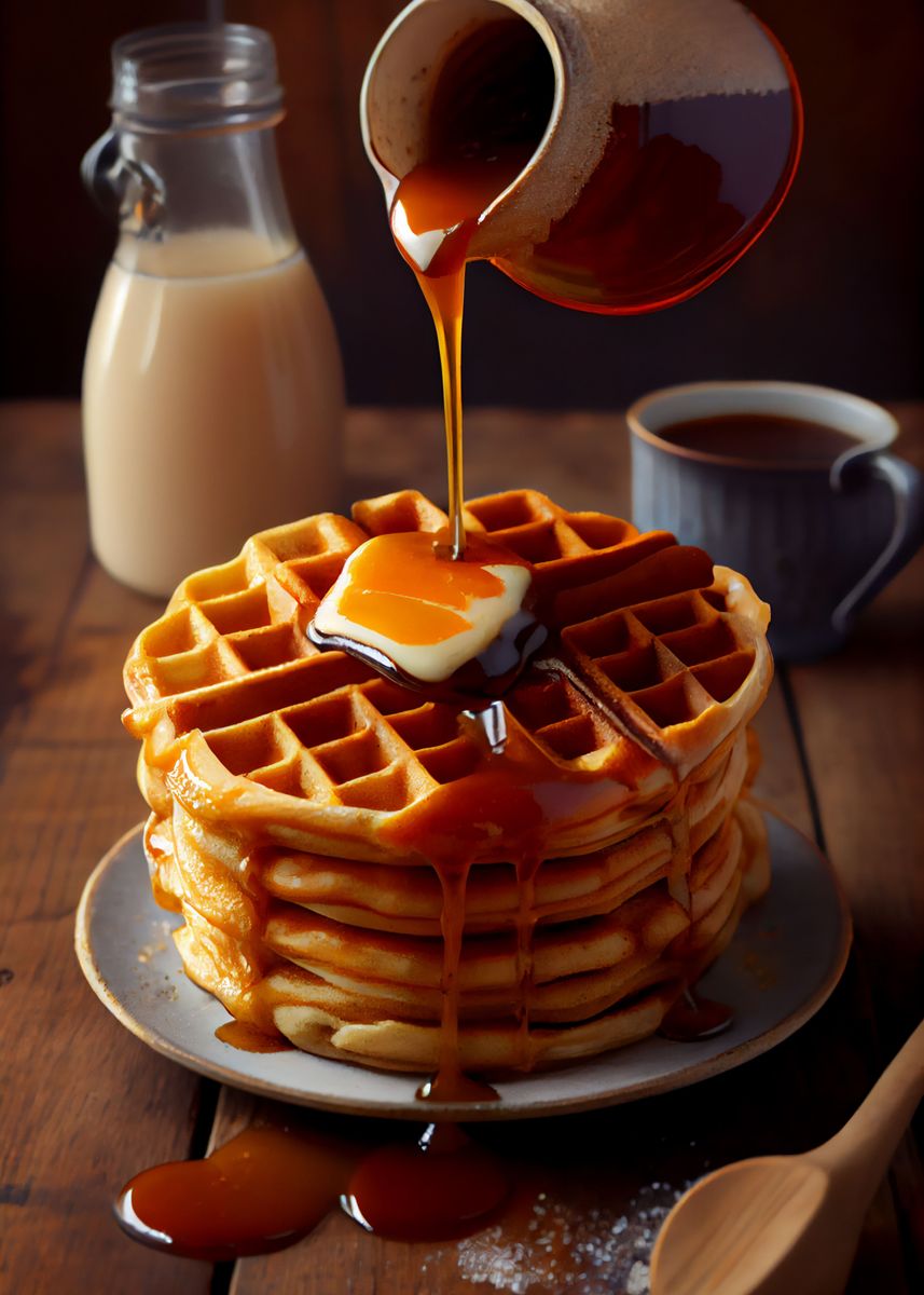 'Waffles with syrup' Poster, picture, metal print, paint by Bofferding ...