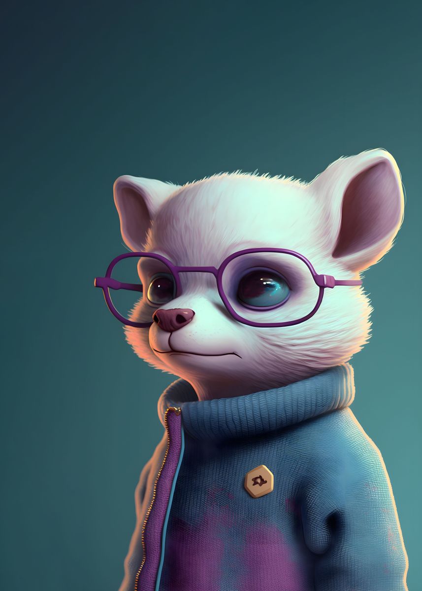 'WEASEL WITH SWEATER' Poster, picture, metal print, paint by ...