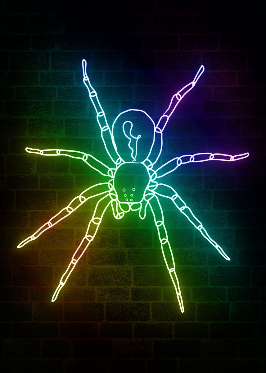 'Spider Neon Animals' Poster, picture, metal print, paint by Jamestar ...