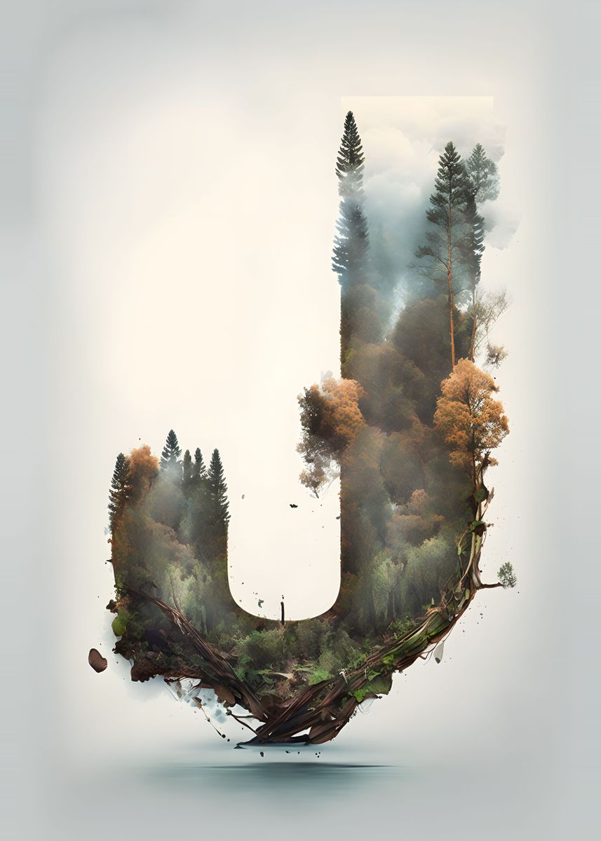 'Letter J Double Exposure' Poster, picture, metal print, paint by ...