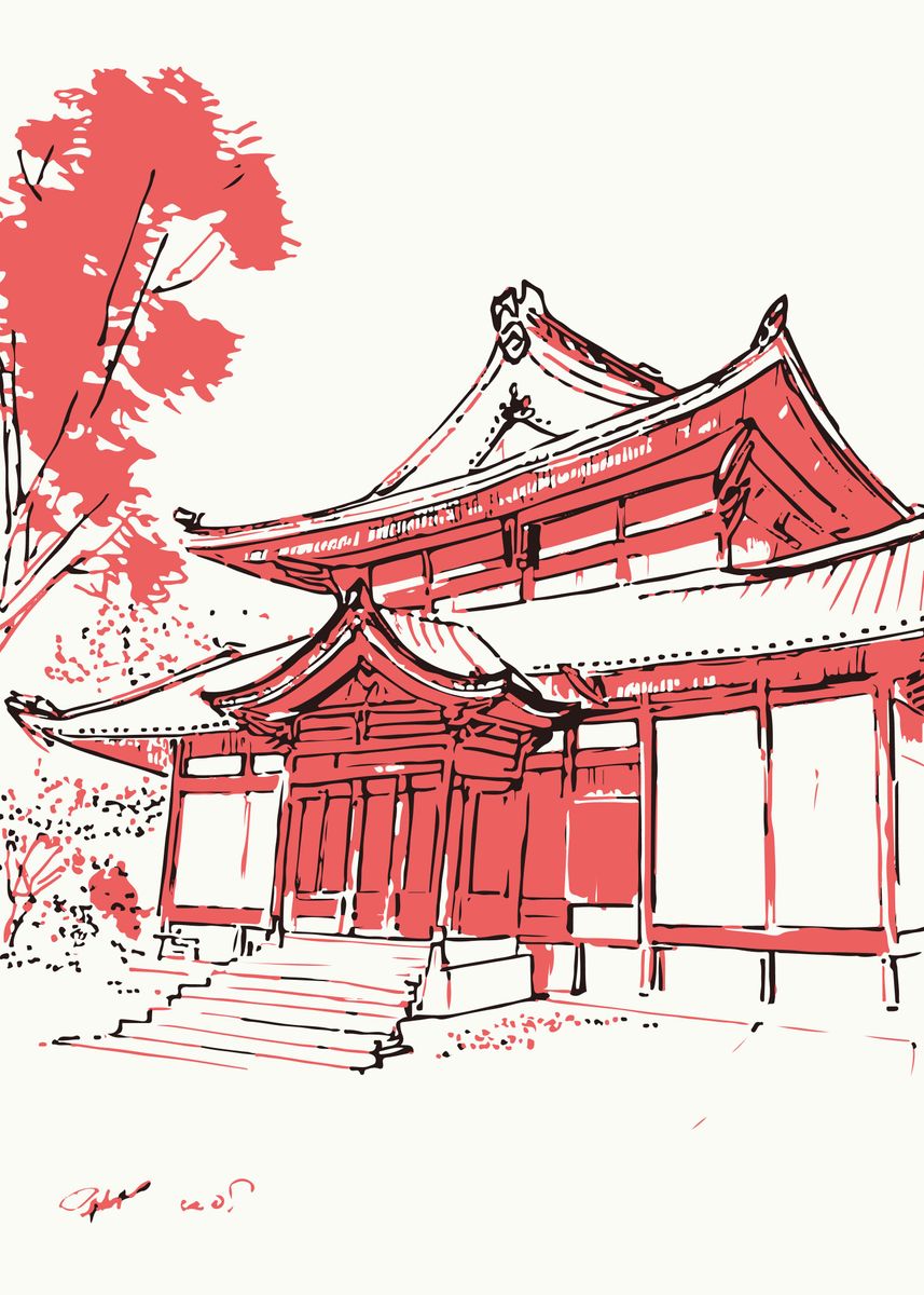 'Dojo Shinto Temple 3' Poster, picture, metal print, paint by Dylan ...