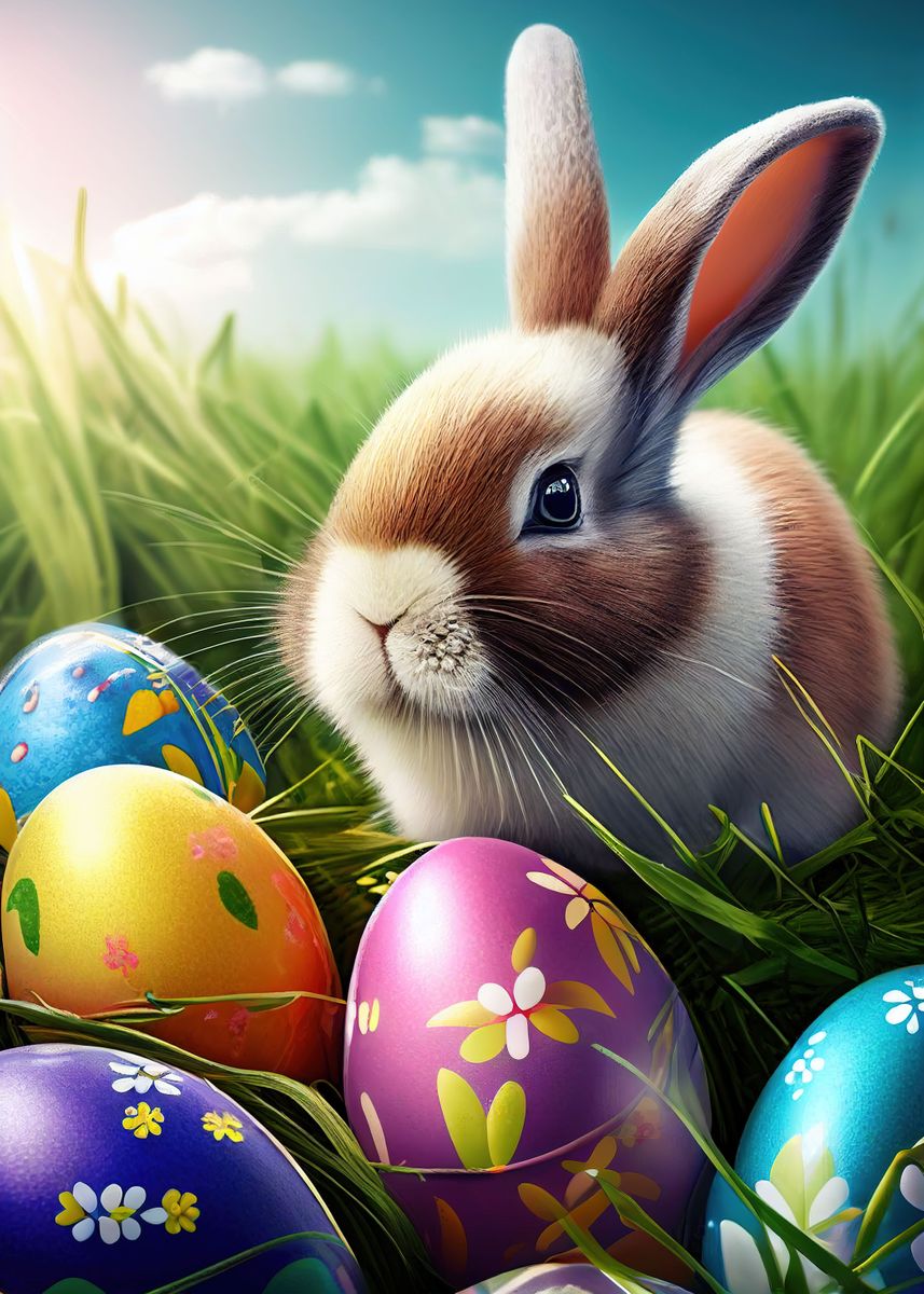 'Rabbit Easter Bunny Animal' Poster, picture, metal print, paint by ...