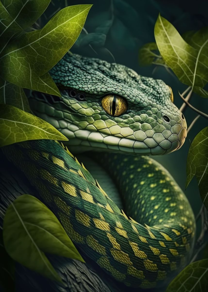 'Snake portrait' Poster, picture, metal print, paint by Volodymyr ...