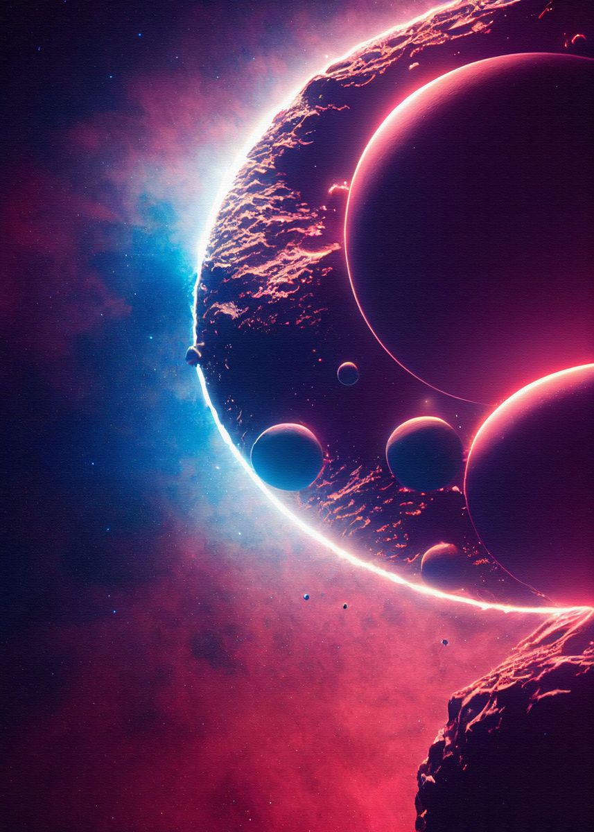 'Planets in sideral space' Poster, picture, metal print, paint by ...