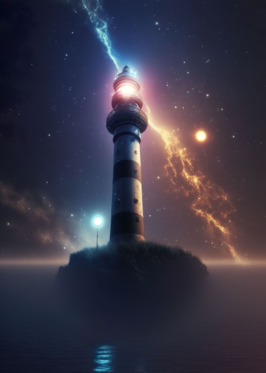 'Space Lighthouse' Poster, picture, metal print, paint by AyrioArt ...