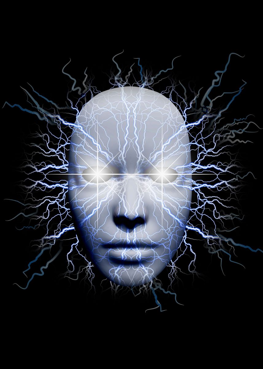 'Lightning mask' Poster, picture, metal print, paint by Bruce Rolff ...