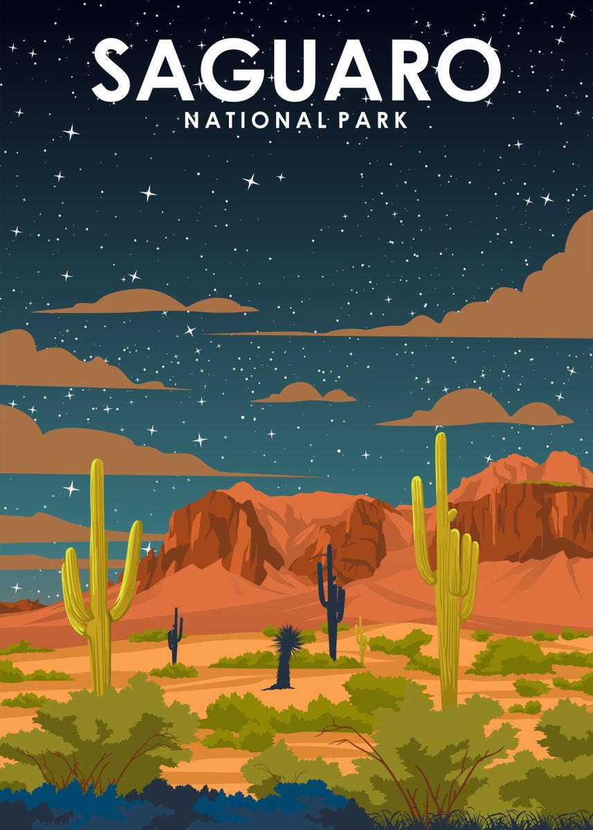 'Saguaro National Park' Poster, picture, metal print, paint by Jorn ...