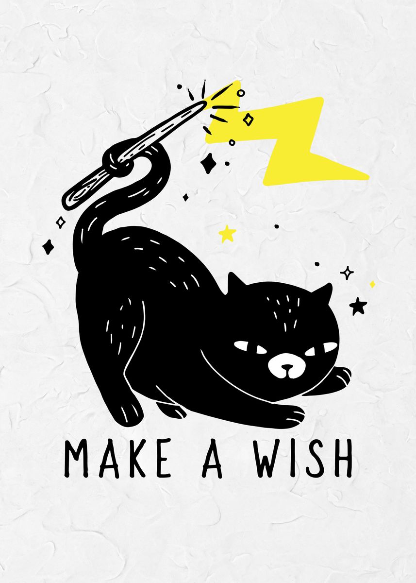 'Black Cat Magic Wand' Poster, picture, metal print, paint by NIZAM ...