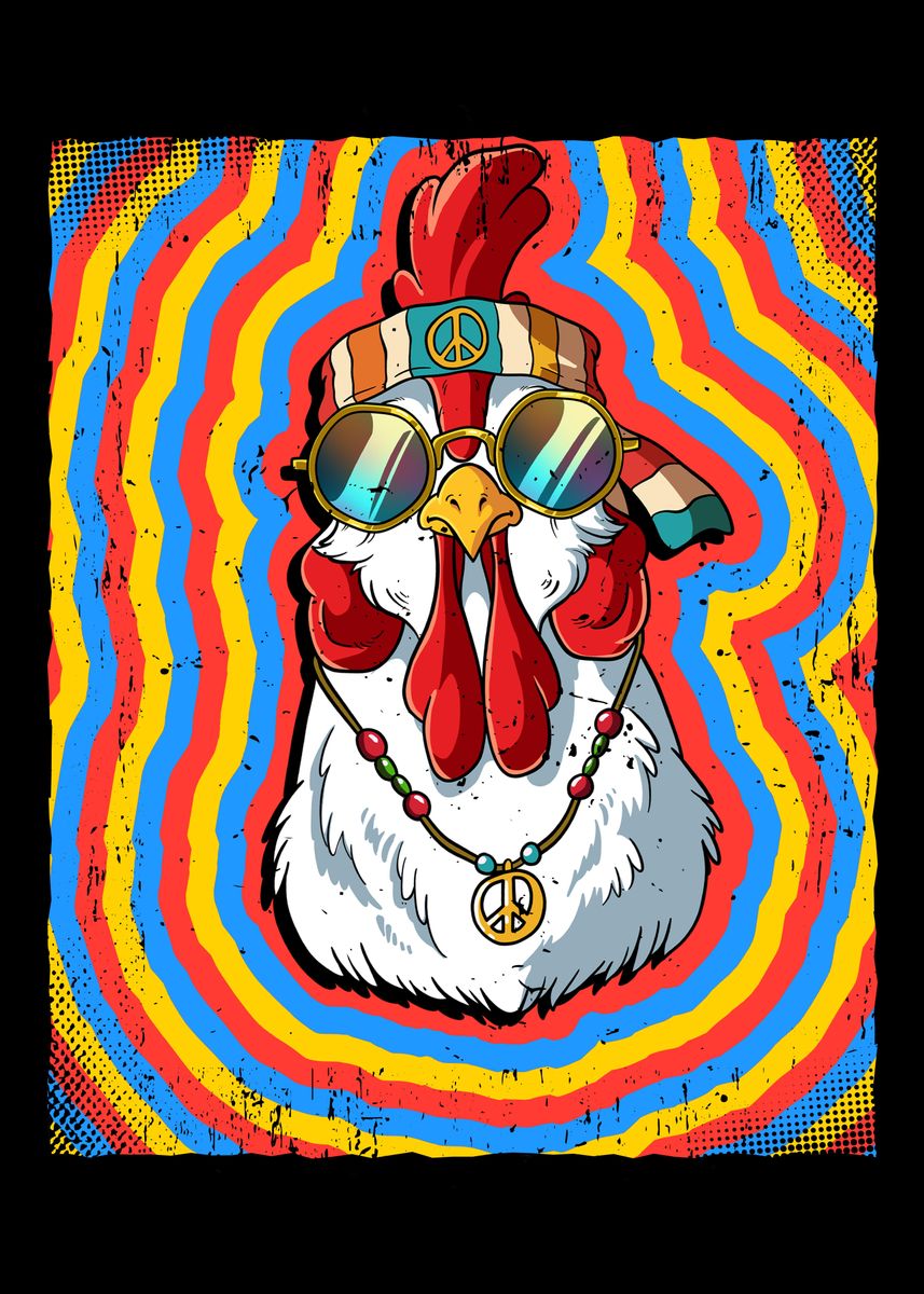 'Chicken Psychedelic' Poster, picture, metal print, paint by PxL | Displate