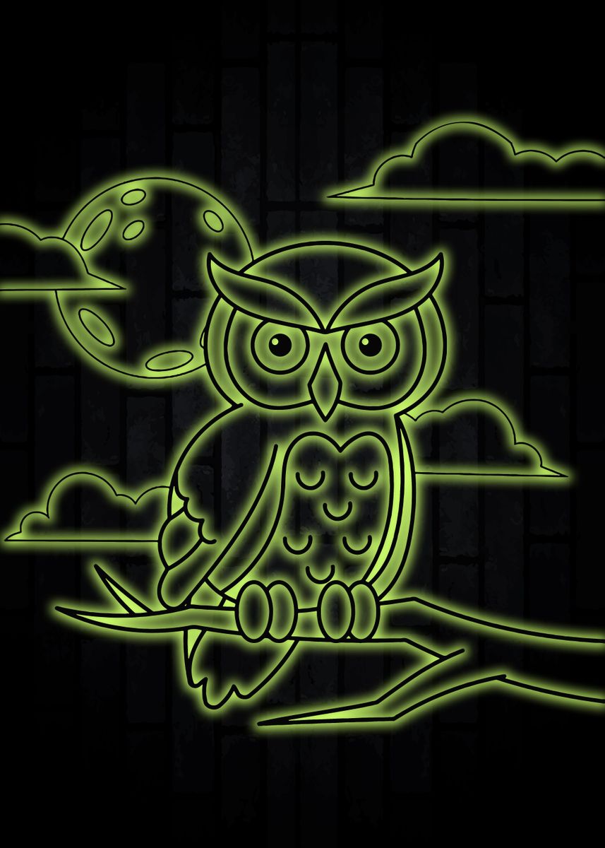 'Owl Geometric animal' Poster, picture, metal print, paint by Art Funny ...